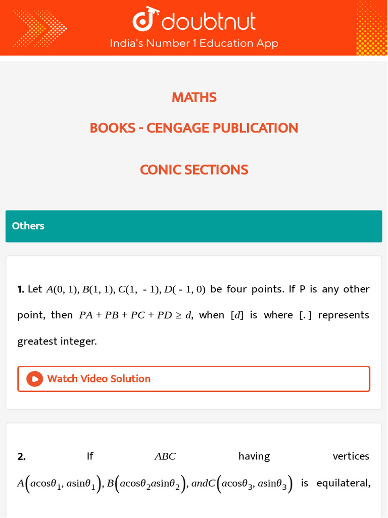 Conic Sections | PDF | Circle | Triangle