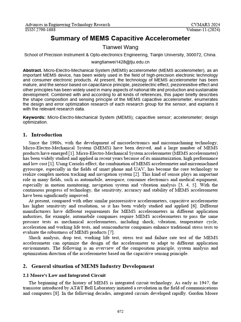 MEMS Capacitive Accelerometer Overview | PDF | Accelerometer | Capacitor