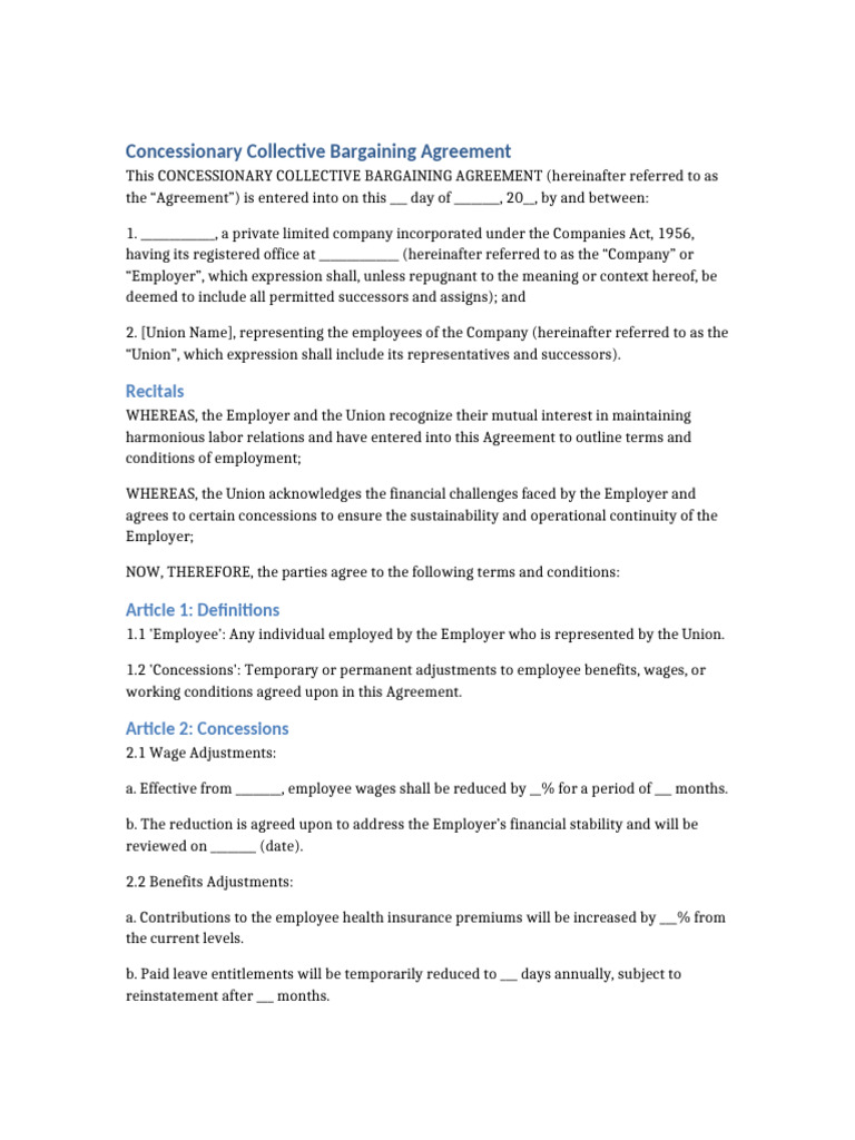 Concessionary Collective Bargaining Agreement | PDF | Employment ...