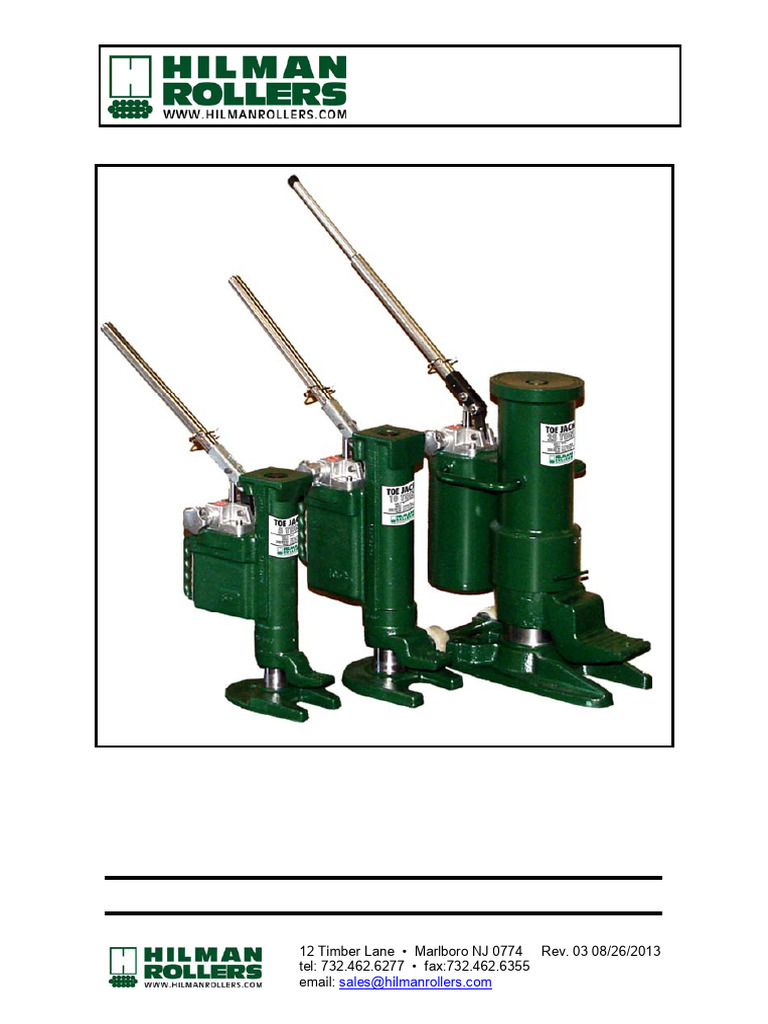 Hilman Toe Jack User Manual | PDF | Pump | Valve