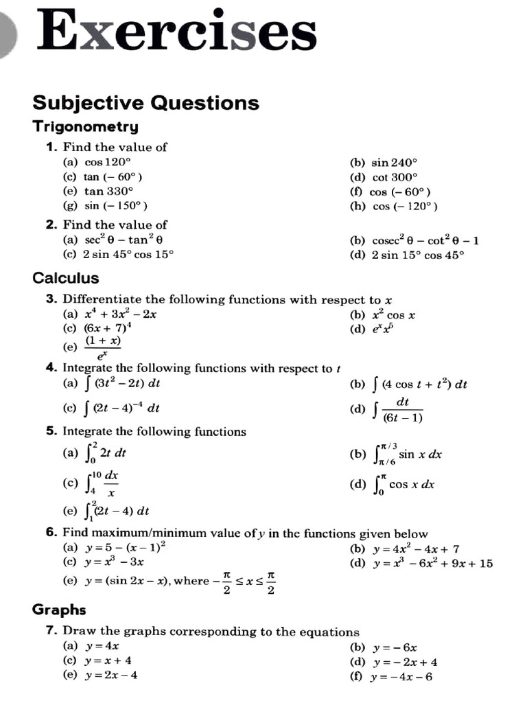Trigonometry and Calculus Exercises | PDF | Trigonometric Functions | Function (Mathematics)