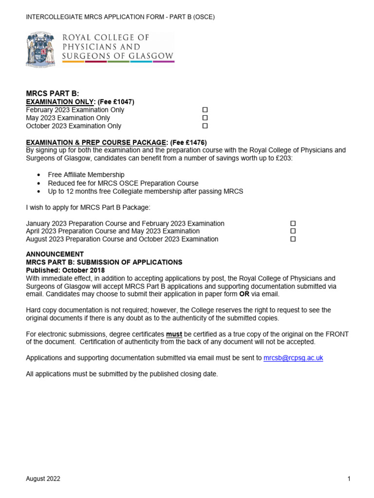 mrcs-part-b-osce-app-form-2023-rcpsg | PDF | Homosexuality