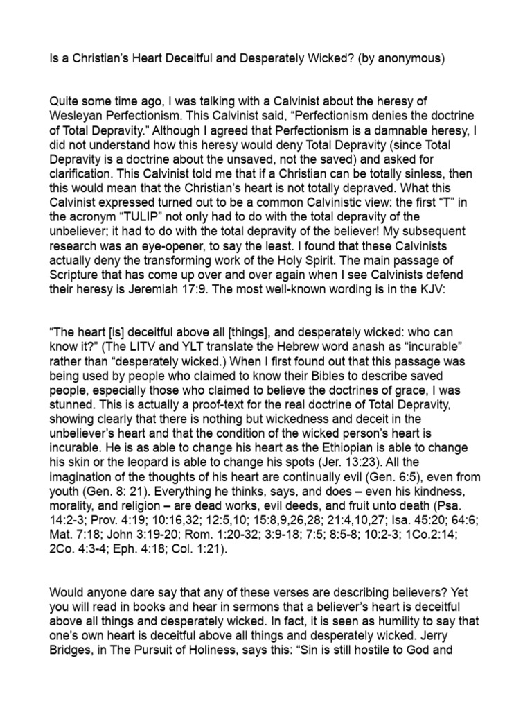 Is A Christiane28099s Heart Deceitful and Desperately Wicked | PDF ...