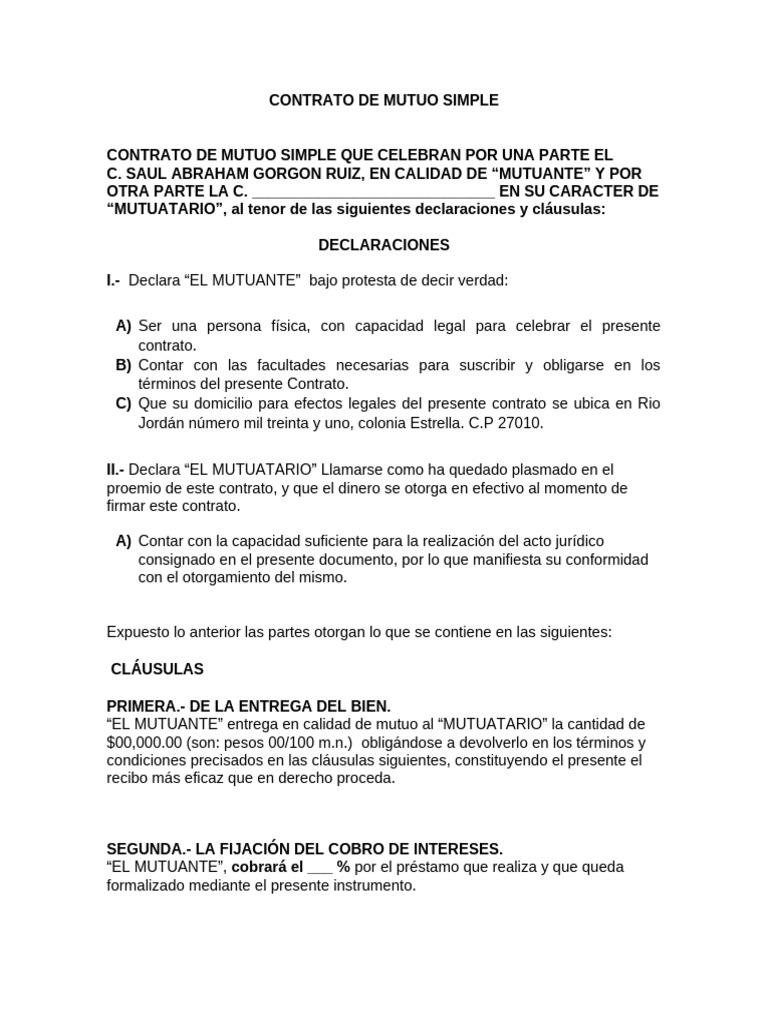Contrato de Mutuo Simple | PDF | Justicia | Crimen y violencia