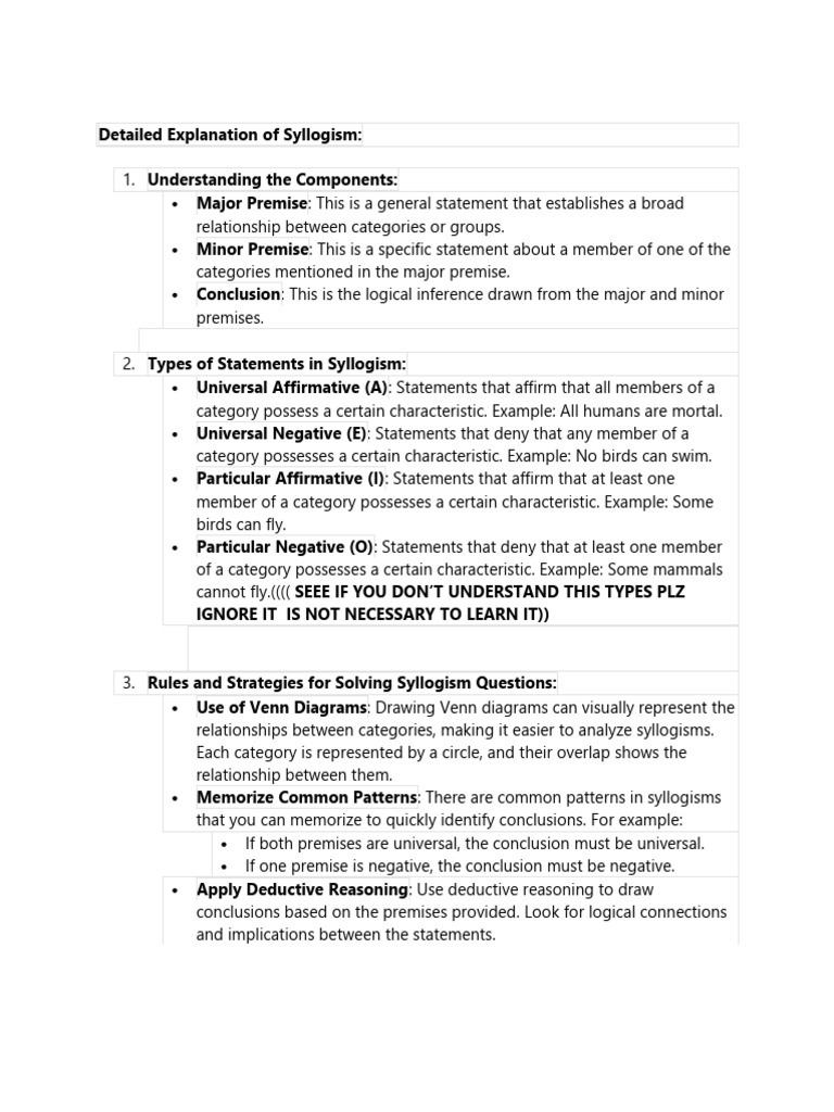 Detailed Explanation Of Syllogism Pdf Deductive Reasoning Cognitive Science