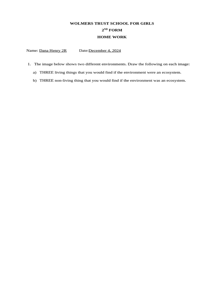Dana Henry - 2024 Home Work | PDF | Foods | Ecosystem