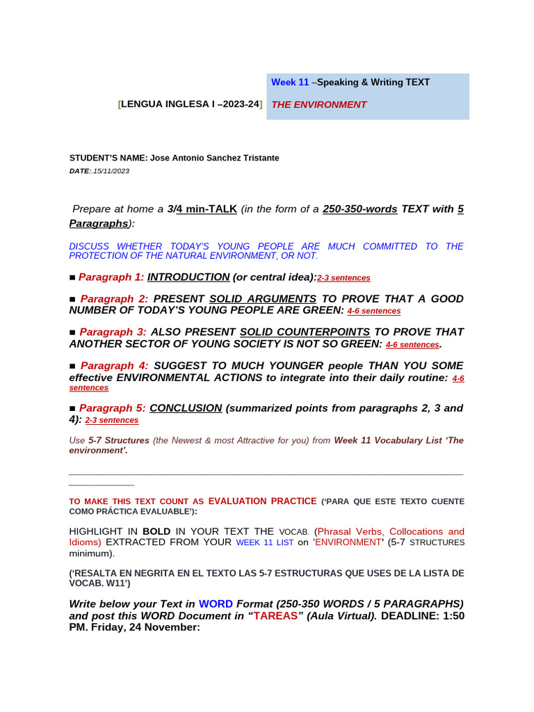 Week 11 Speaking Class Assignment | PDF | Sustainability | Climate Change