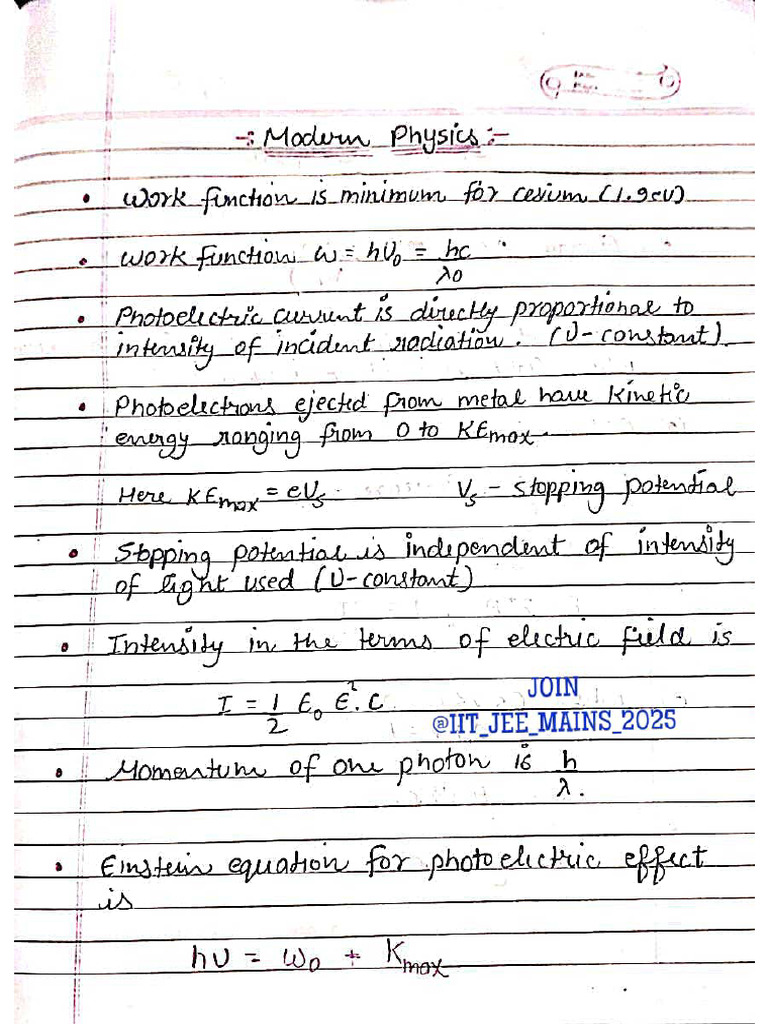 Modern Phy. @Jee Mains 2025 | PDF