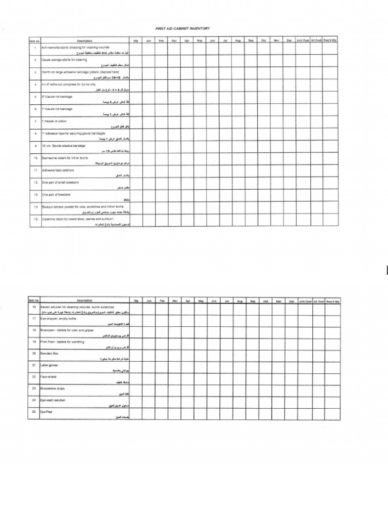 First Aid Inventory | PDF