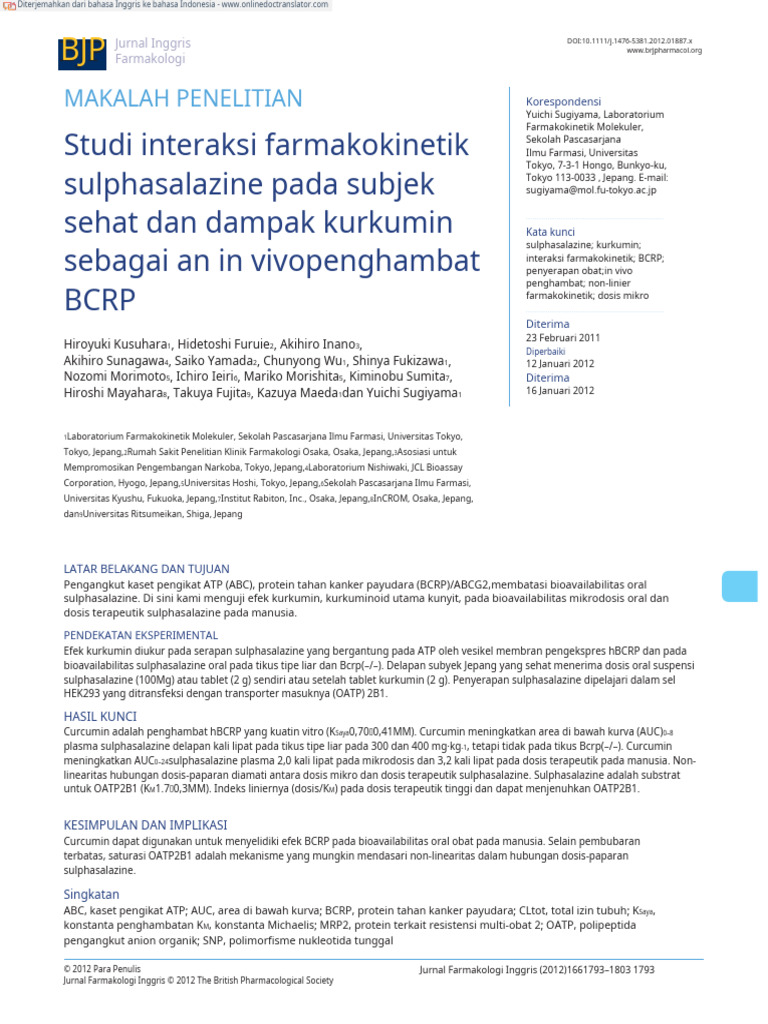 Curcumin Sulfasalazine BCRP Inhibition - En.id | PDF