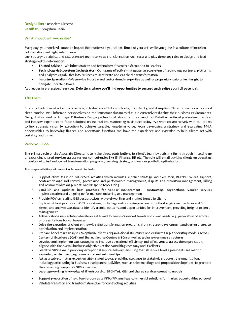 Deloitte JD GBS AD Advise v1.3 GBS | PDF | Leadership | Outsourcing