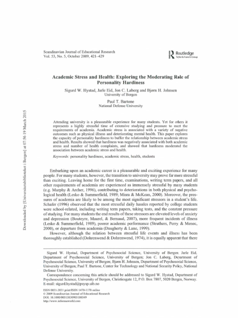 Academic Stress and Health | PDF