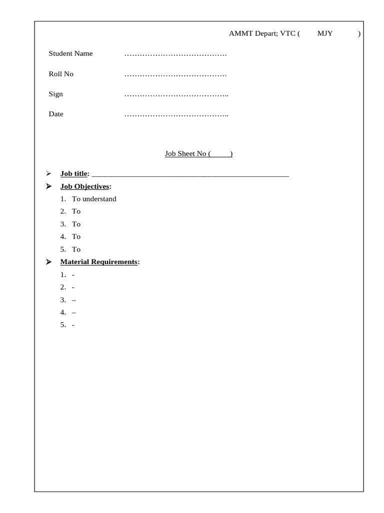 AMMT Job Form | PDF