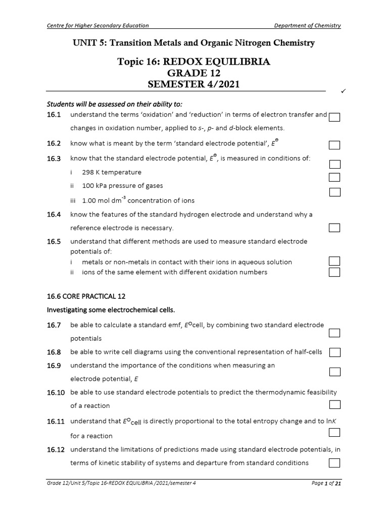 6.REDOX | PDF | Redox | Electrochemistry