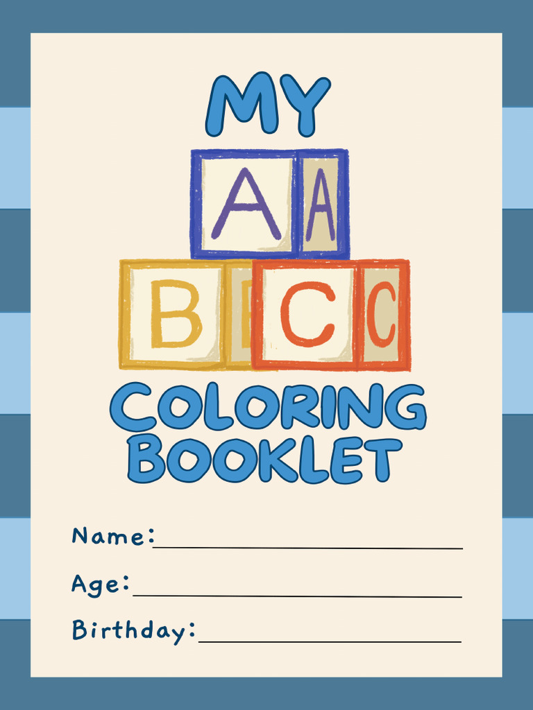 Blue-Themed ABC Coloring Booklet Worksheet With Cute Designs | PDF
