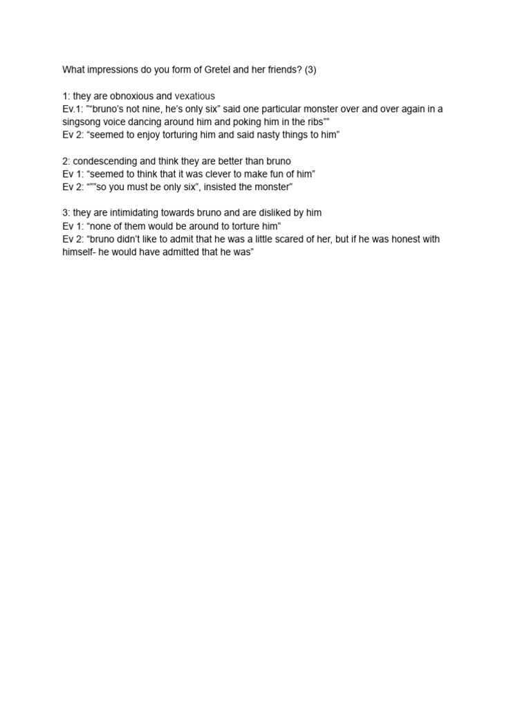 TBITSP- Gretel Character Study | PDF