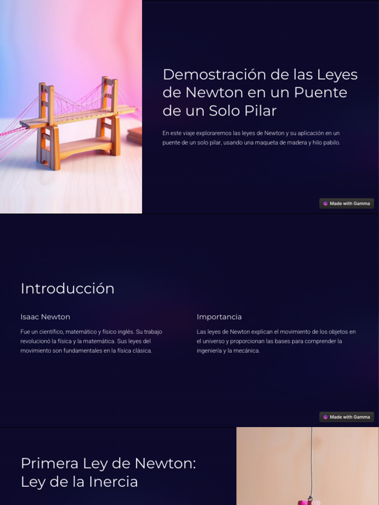 Demostracion de Las Leyes de Newton en Un Puente de Un Solo Pilar | PDF | Fuerza | Las leyes del ...