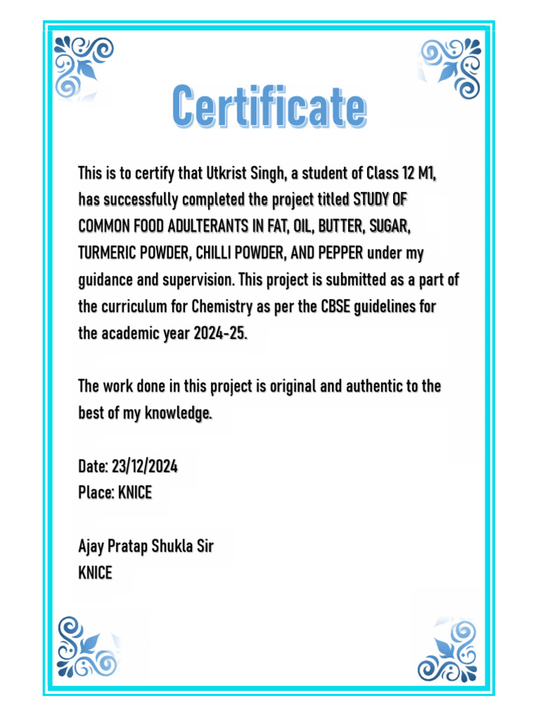 Chemistry Certificate | PDF