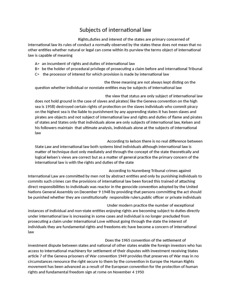 Subjects of International Law | PDF | International Law | Human Rights