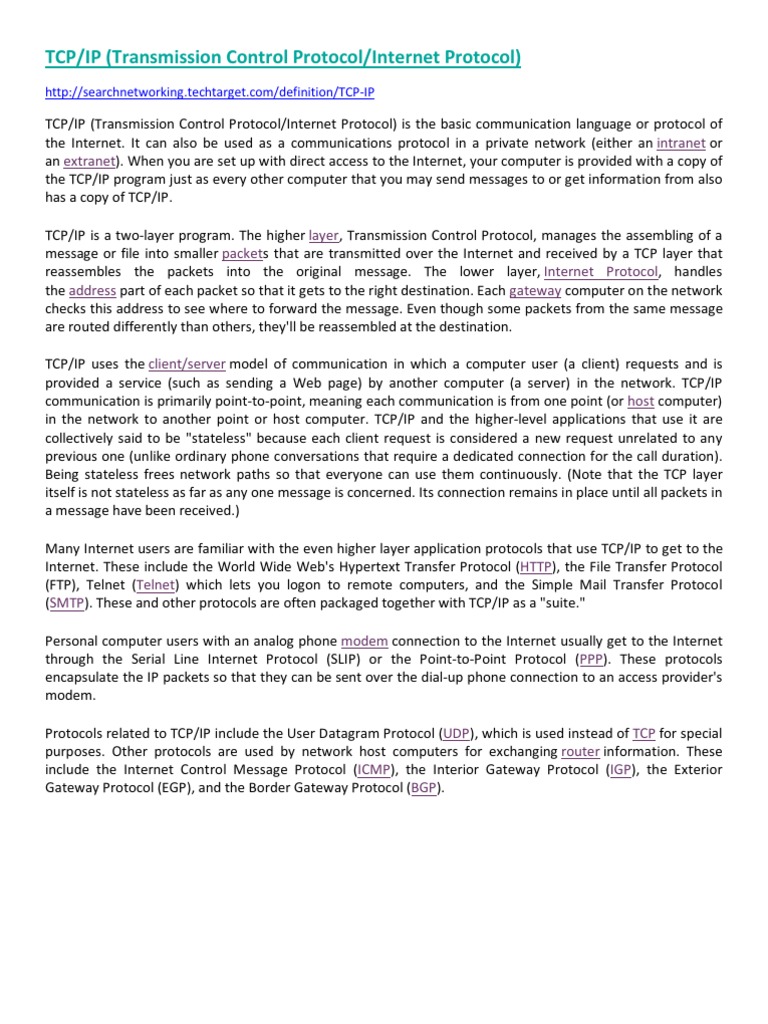TCP Ip | PDF | Internet Protocol Suite | Internet Protocols