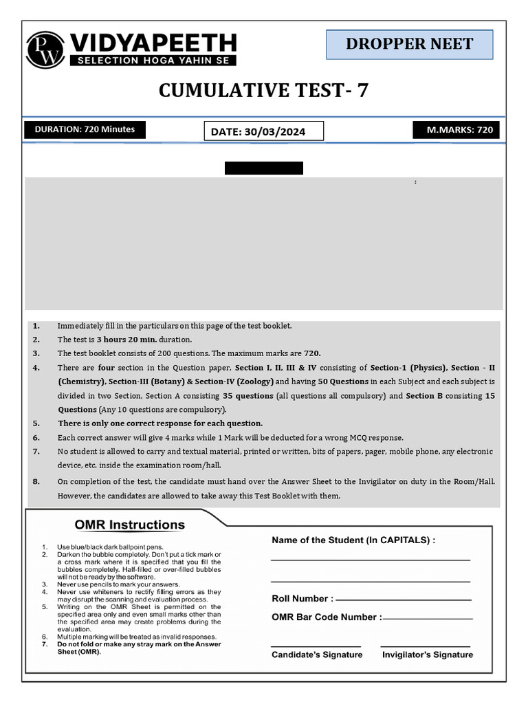 Dropper Neet - 31 - 03 - 2024 - Vasu Goel Sir | PDF | Chemical Bond ...