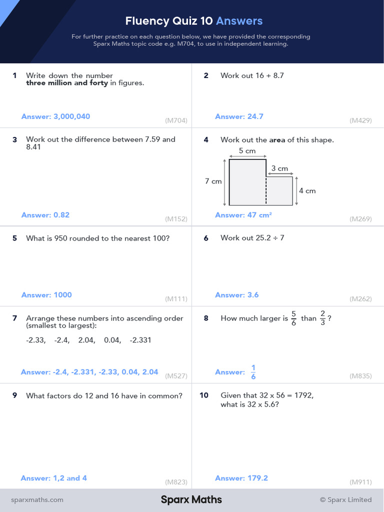 Sparx Maths Lesson 23 Answers | PDF