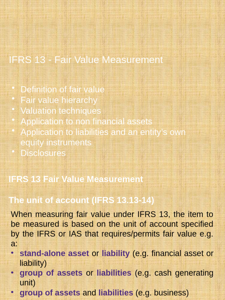 FA - Chapter 2 Part I, IFRS 13 Fair Value | PDF | Fair Value | Equity ...