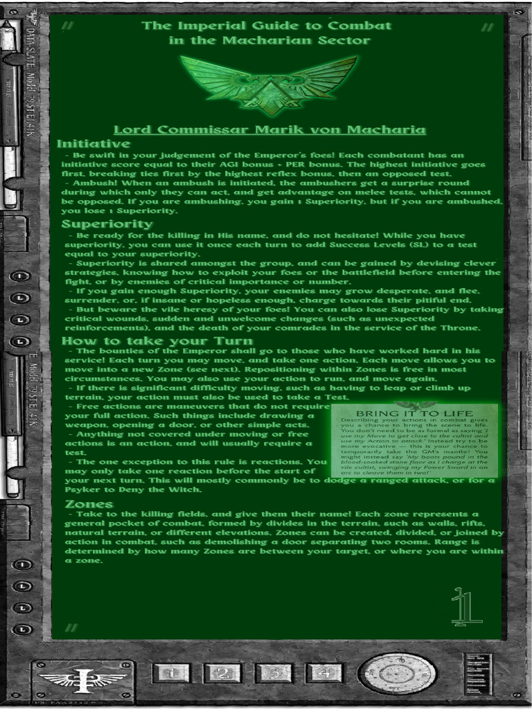 The Imperial Guide To Combat in The Macharian Sector | PDF
