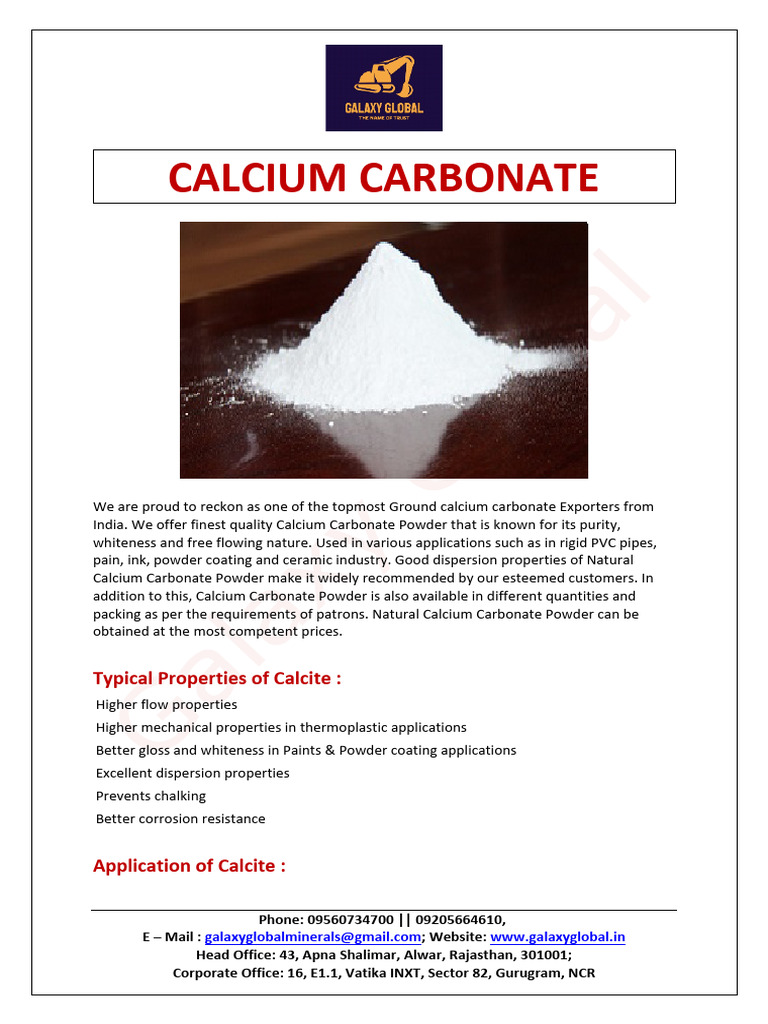 Calcium Carbonate Specification | PDF | Calcium | Lime (Material)