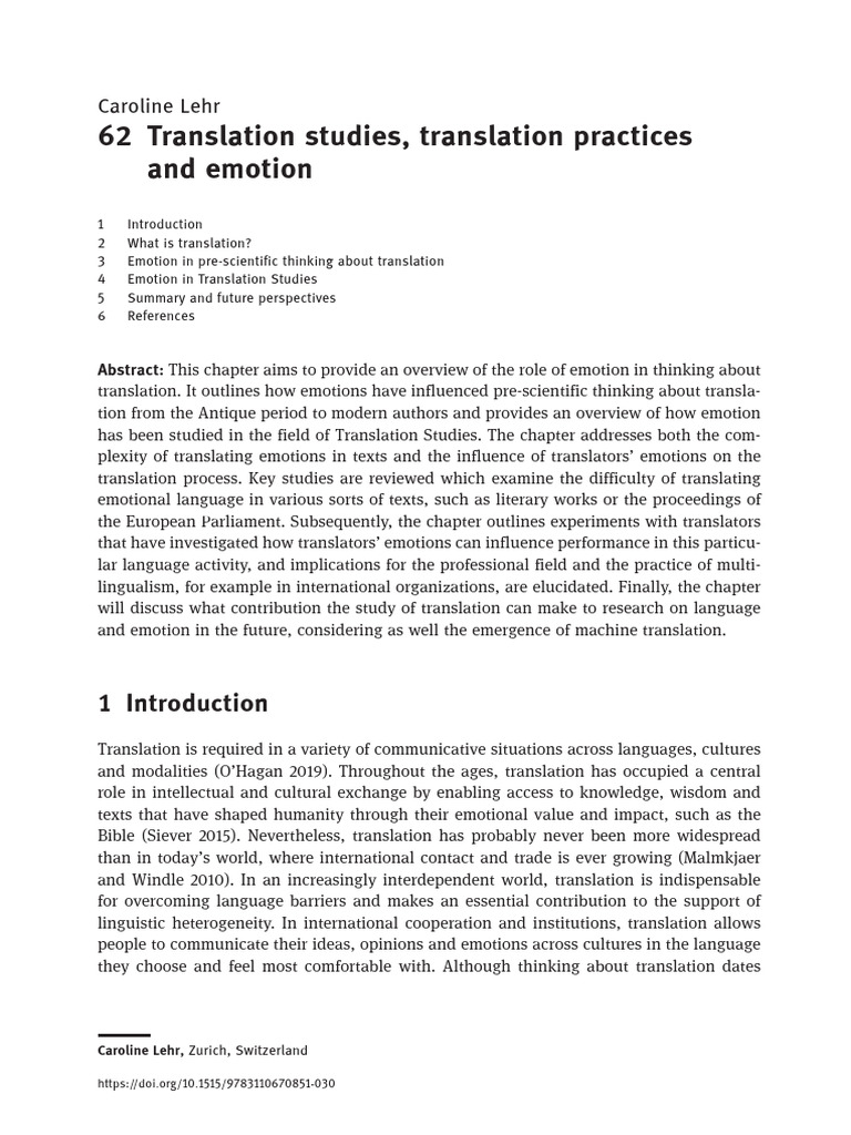 Emotion in Translation Studies | PDF | Translations | Emotions