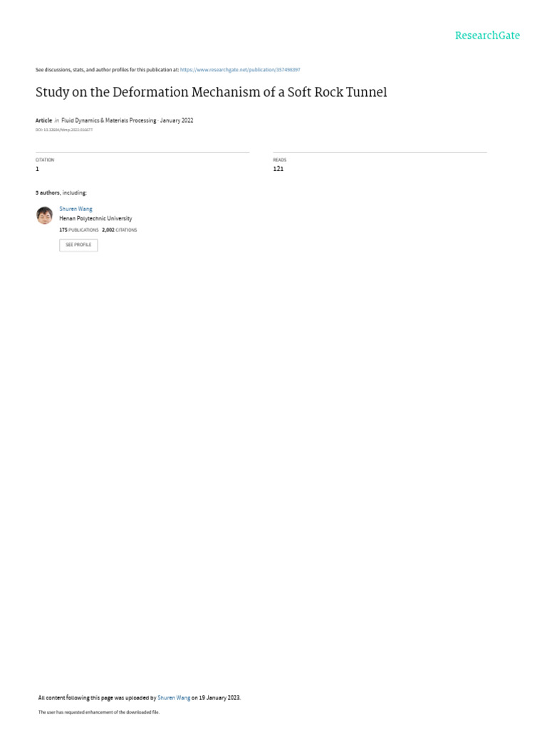 2022 FDMP Study On The Deformation Mechanism of A Soft Rock Tunnel | PDF | Strength Of Materials ...