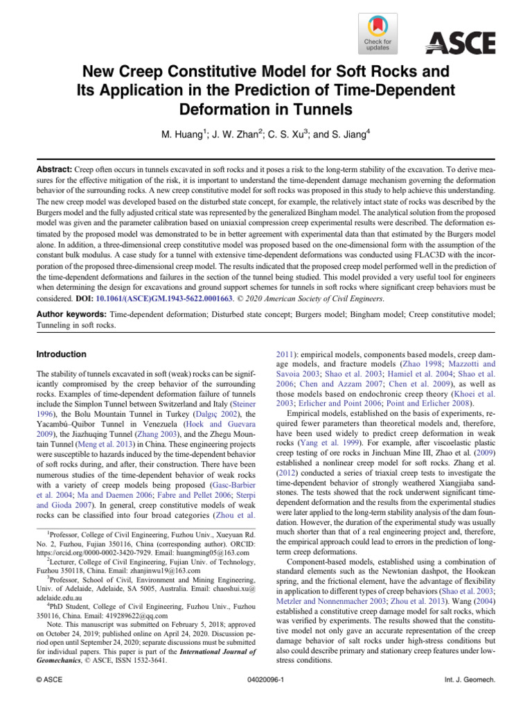 2020 IJG New Creep Constitutive Model For Soft Rocks and Its ...