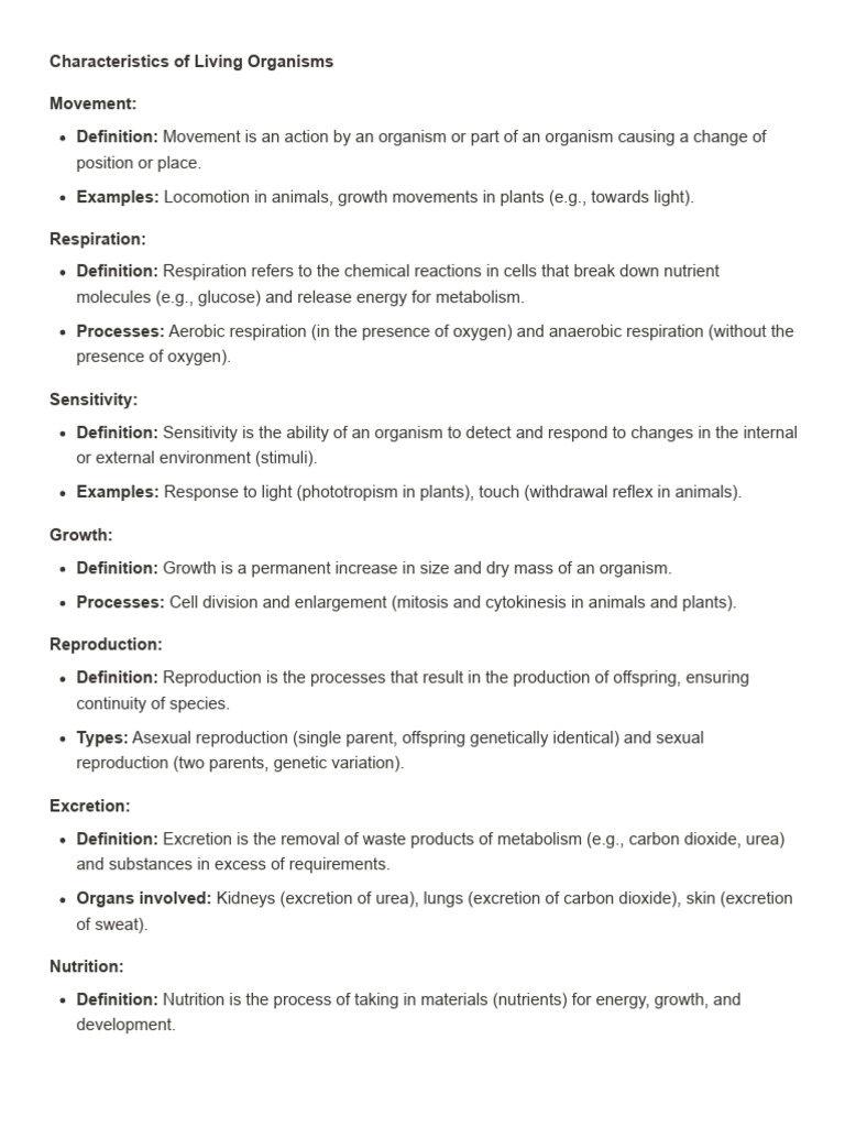 1 - Characteristics and Classification of Living Organisms | PDF | Cell ...