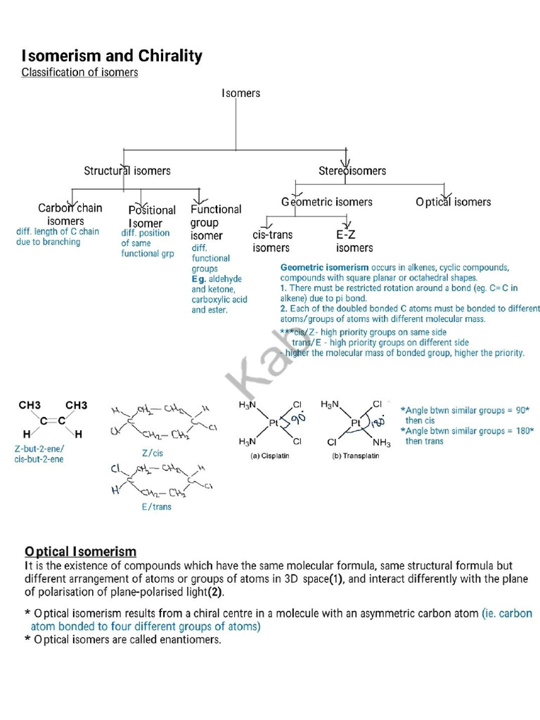 Topic 15A Isomerism and Chirality_watermark | PDF
