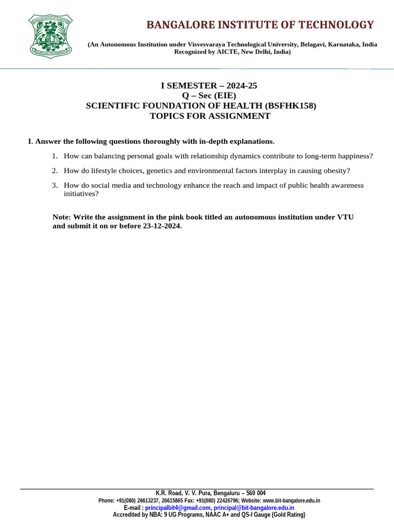 SFH- Assignment 1 | PDF