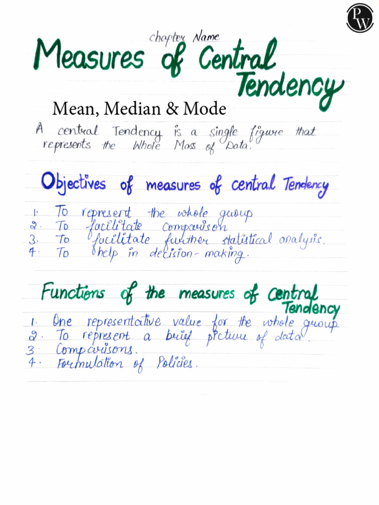 Measures of Central Tendency-Median and Mode - Handwritten Notes ...