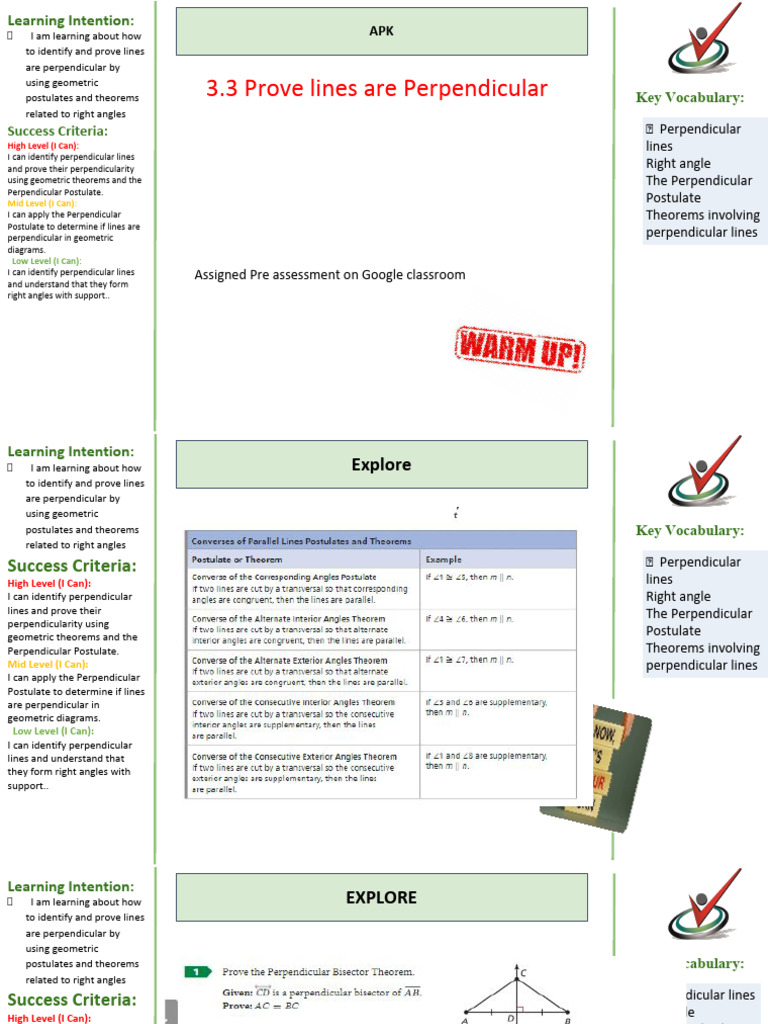 3.3 Prove Lines Are Perpendicular | PDF | Perpendicular | Axiom