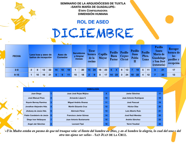 Rol de Aseo Diciembre | PDF