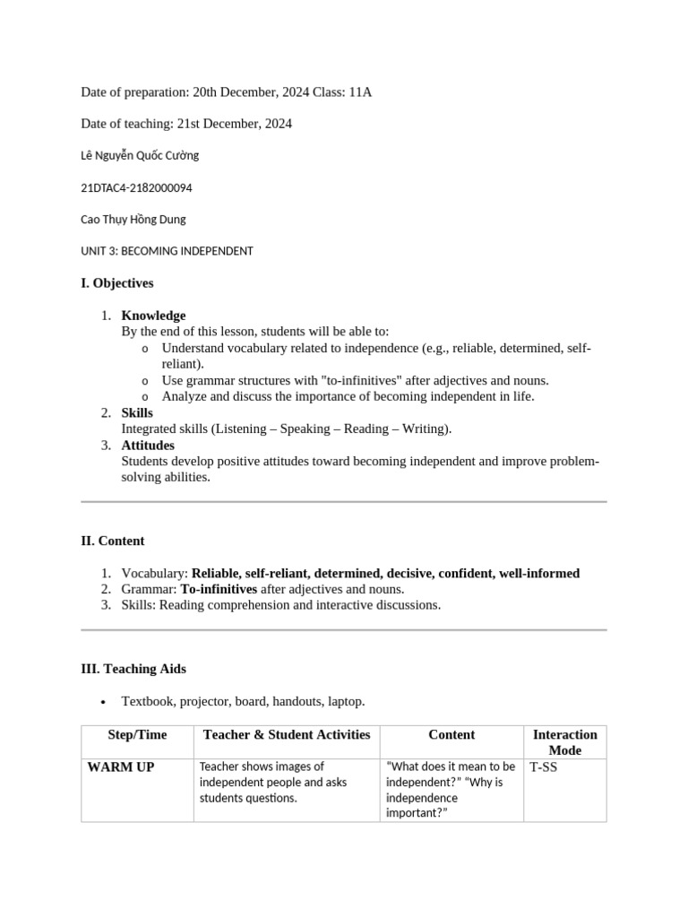 LESSON PLAN 3 | PDF | Reading Comprehension | Cognitive Science
