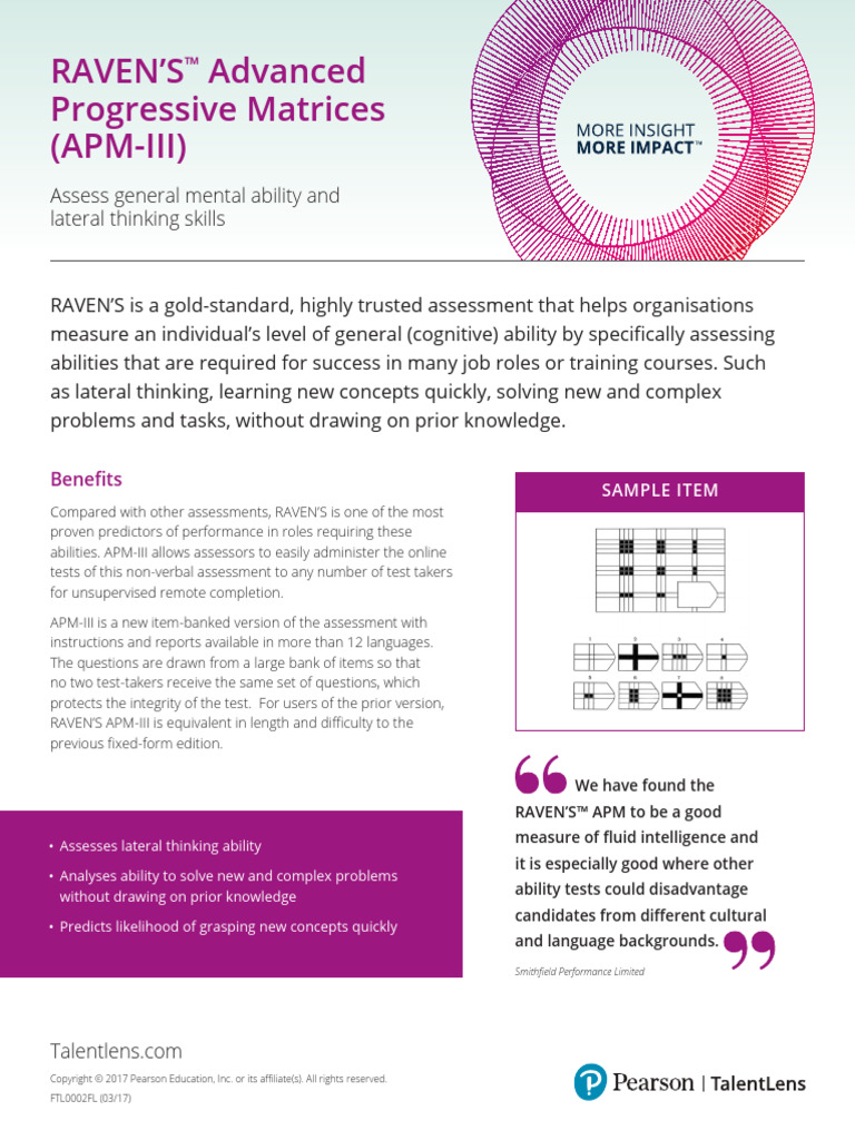 RAVENS APM LLL SalesSheet Global | PDF | Intelligence | Mental Processes