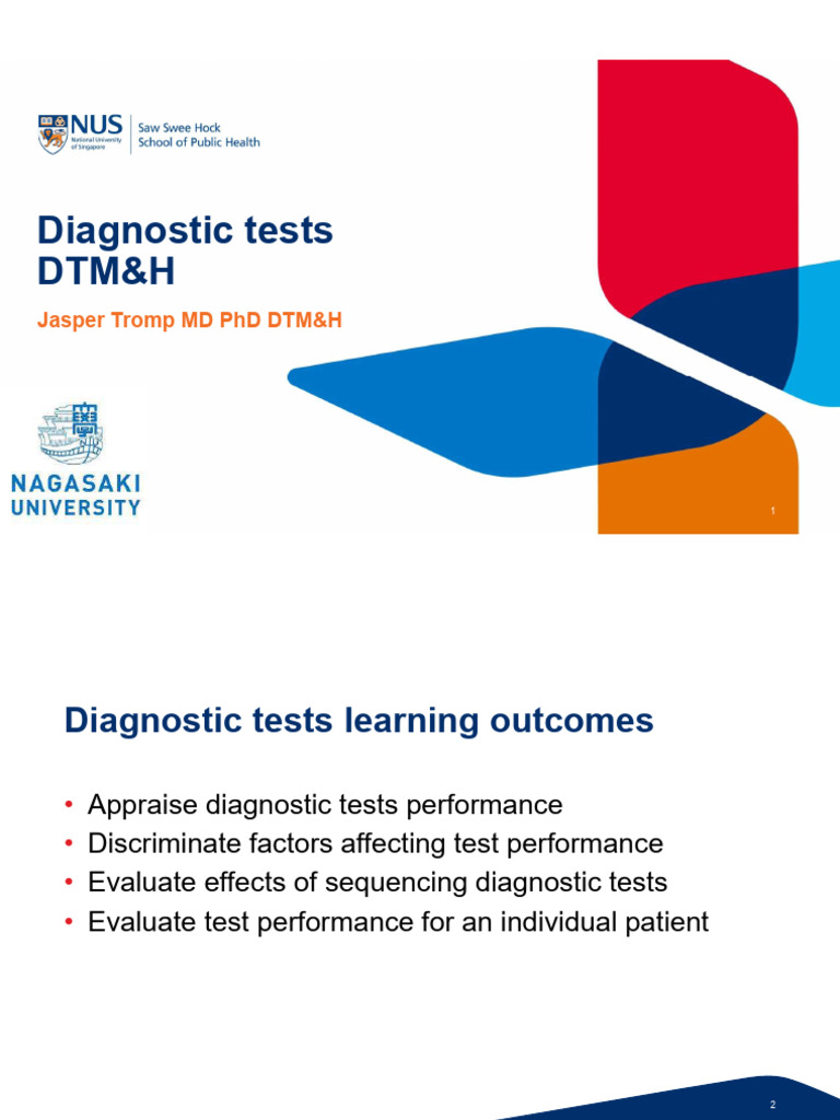 Diagnostic Tests (April 2023) | PDF | Sensitivity And Specificity ...