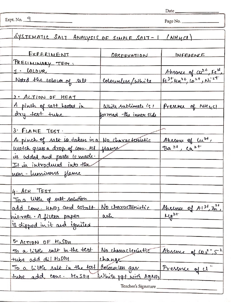 Salt Analysis Procedure Class 12 | PDF