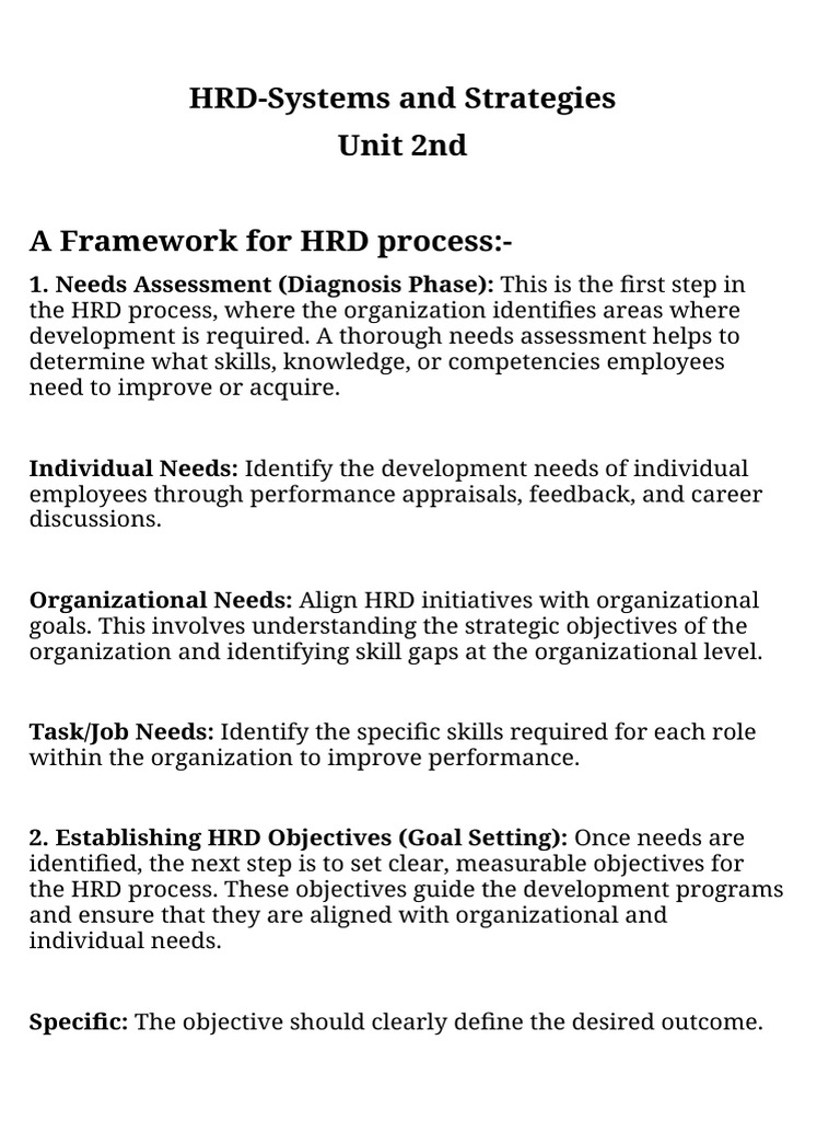 HRD-Systems and Strategies Unit 2nd | PDF | Goal | Strategic Management