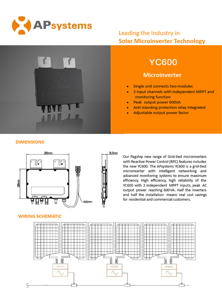 YC600 Solar Microinverter Specs | PDF | Electromagnetism | Electrical ...