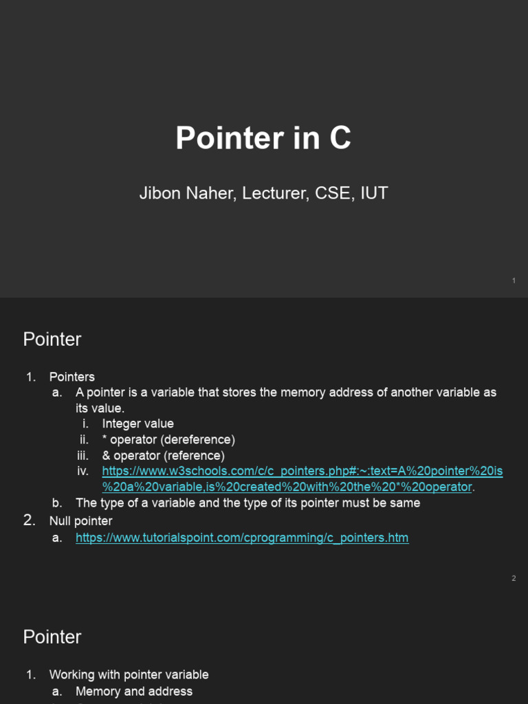 Understanding Pointers in C Programming | PDF | Pointer (Computer ...