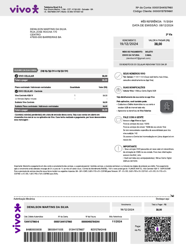 Fatura Vivo | PDF