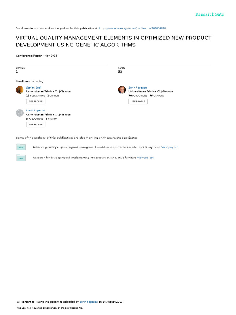 VIRTUAL QUALITY MANAGEMENT ELEMENTS IN OPTIMIZED NEW PRODUCT | PDF ...