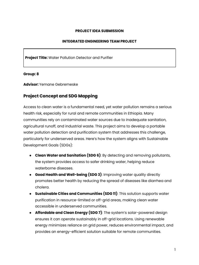 Project Idea Submission | PDF | Drinking Water | Water Purification