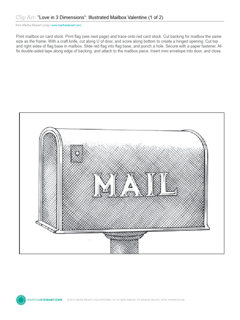 Illustrated Mailbox Valentine Template | PDF