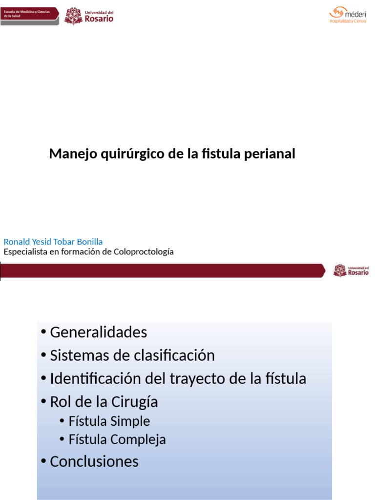 Manejo Quirúrgico de Fístulas Perianales | PDF | Gastroenterología ...